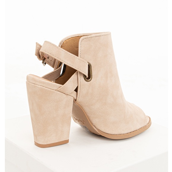 SwankStyles | Shoes | Beige Peep Toe Bootie Ankle Strap | Poshmark